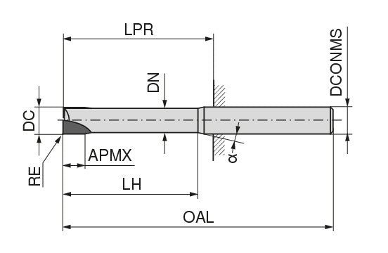 Ceratizit WN.TO.6,0.Z2.R0,5.HA.L30_PKD PCD Torus Cutter 5001206205 (07