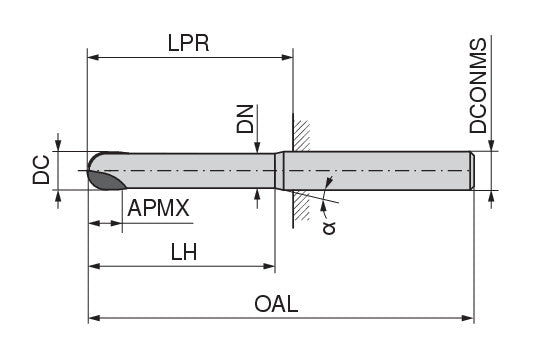 Ceratizit WN.RD.4,0.Z2.HA.L12_PKD PCD Radius Cutter 5001404100 (073186