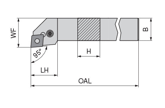 Ceratizit PCLNR 1616 H12-T MaxiLock-N 95° Toolholder With Lever Clampi