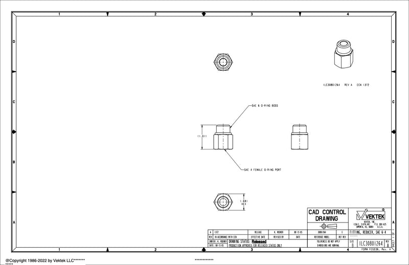 Vektek REDUCER SAE 6M SAE 4F Workholding 30-8012-64 (0656473)